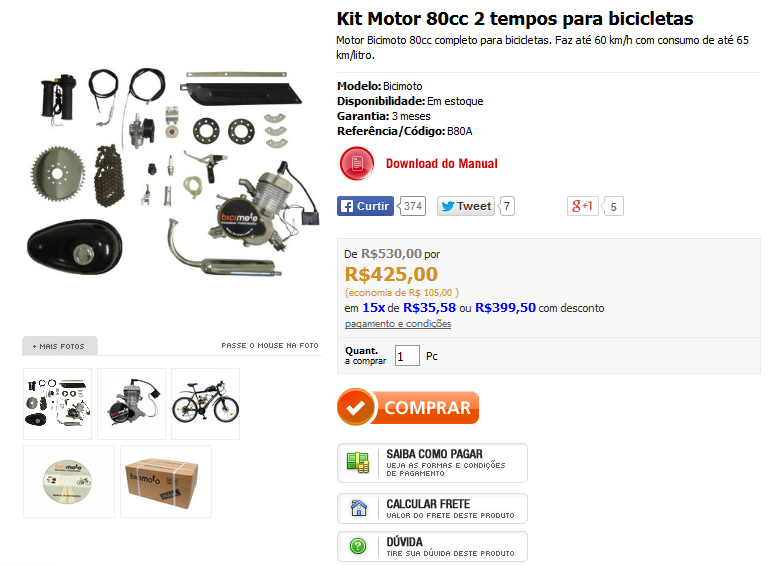 Aproveite o kit motor Bicimoto 80cc 2 tempos em promoção no nosso site ...